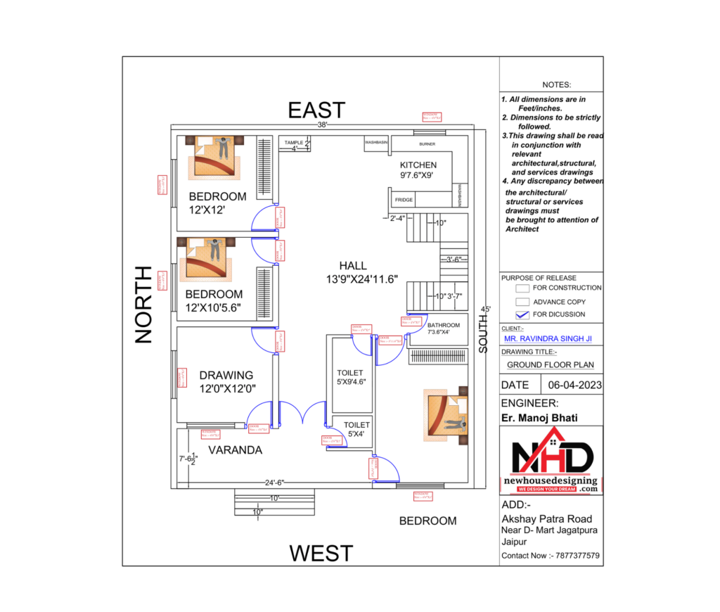Plot Size 38'X45' - New House Designing